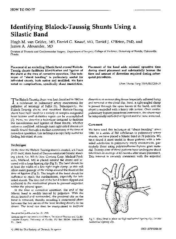 (PDF) Identifying Blalock-Taussig shunts using a silastic band