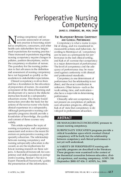 (PDF) Perioperative Nursing Competency