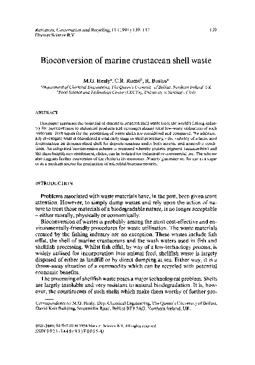 (PDF) Bioconversion of marine crustacean shell waste