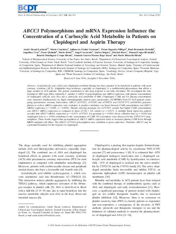 (PDF) ABCC3 Polymorphisms and mRNA Expression Influence the ...