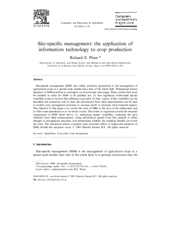 (PDF) Site-specific management: the application of information ...