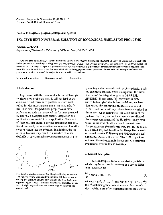 (PDF) The efficient numerical solution of biological simulation problems