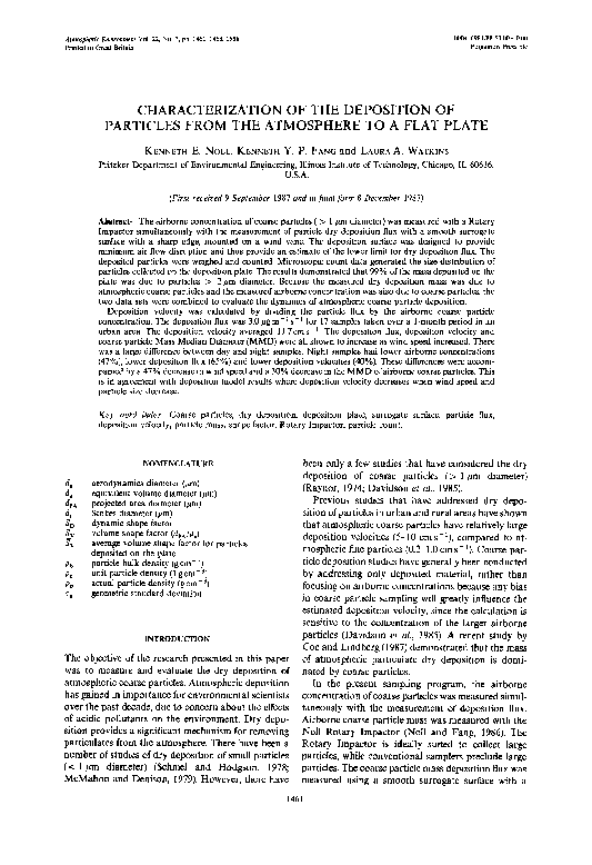 (PDF) Characterization of the deposition of particles from the atmosphere to a flat plate ...
