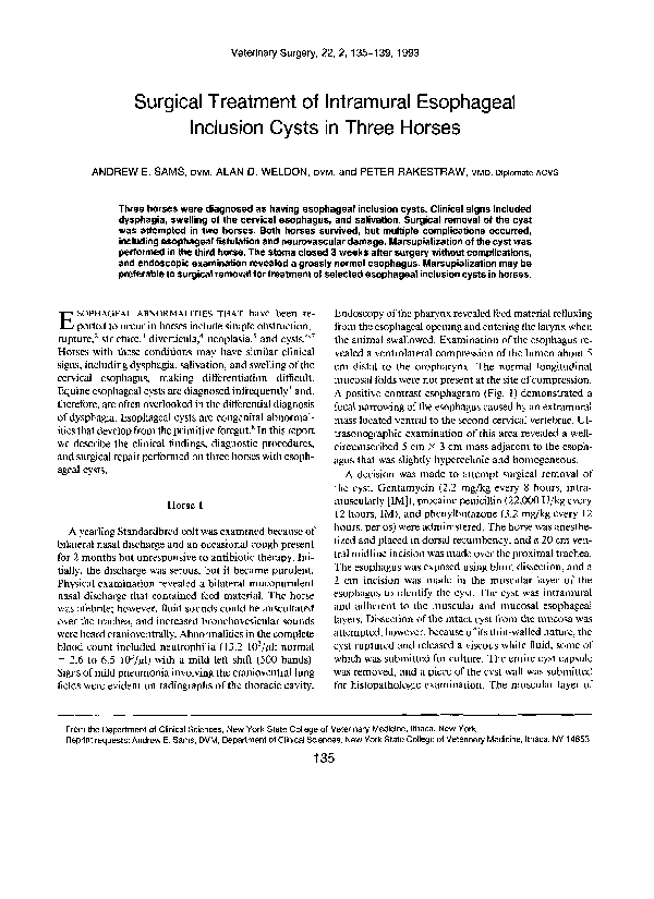 (PDF) Surgical Treatment of Intramural Esophageal Inclusion Cysts in ...