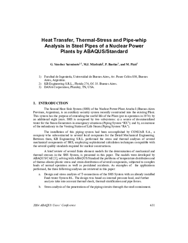 (PDF) Heat Transfer, Thermal-Stress and Pipe-whip Analysis in Steel ...