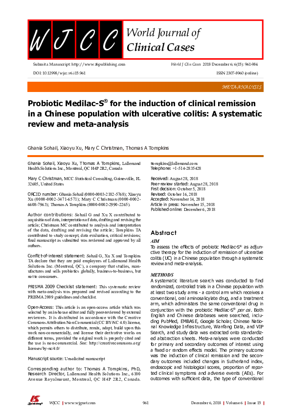 (PDF) Probiotic Medilac-S® for the induction of clinical remission in a ...