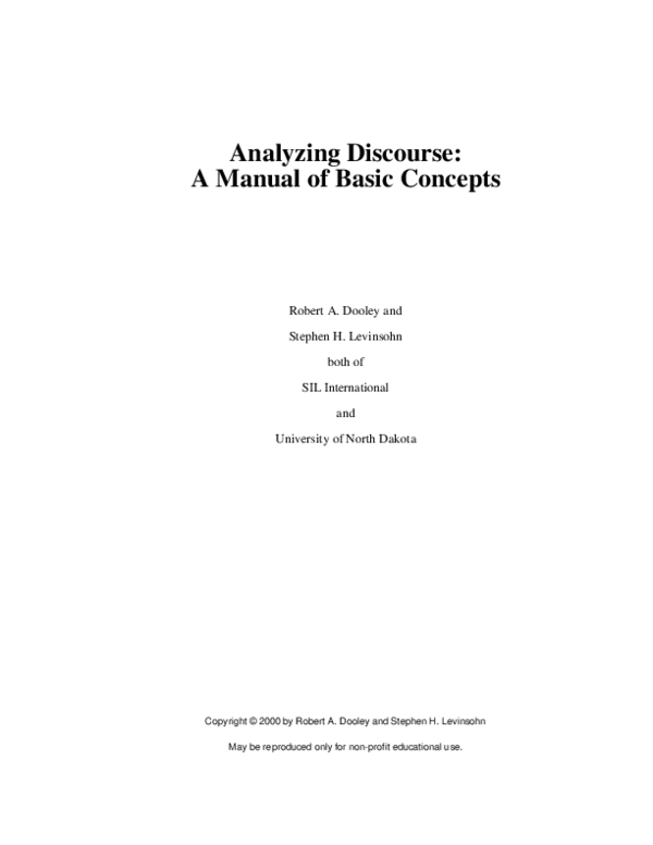 (PDF) Analyzing discourse: A manual of basic concepts