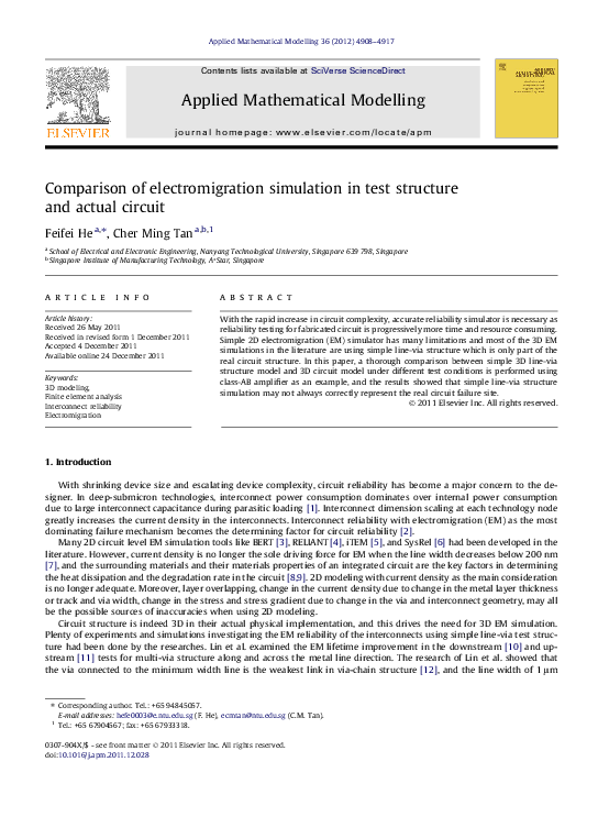 (PDF) Comparison of electromigration simulation in test structure and ...