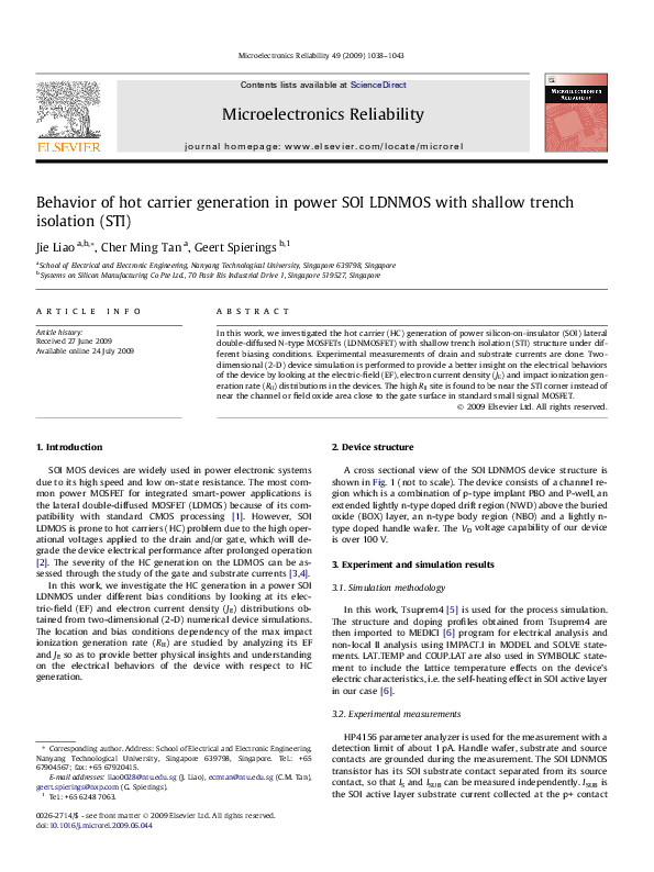 (PDF) Behavior of hot carrier generation in power SOI LDNMOS with ...