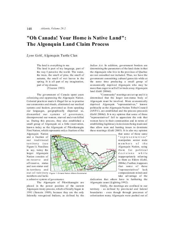(PDF) Oh Canada! Your Home is Native Land": The Algonquin Land Claim ...
