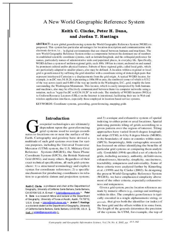 (PDF) A New World Geographic Reference System