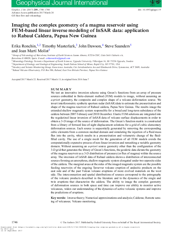 (PDF) Imaging the complex geometry of a magma reservoir using FEM-based ...