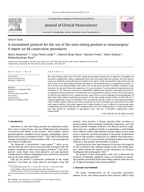 (PDF) A streamlined protocol for the use of the semi-sitting position ...