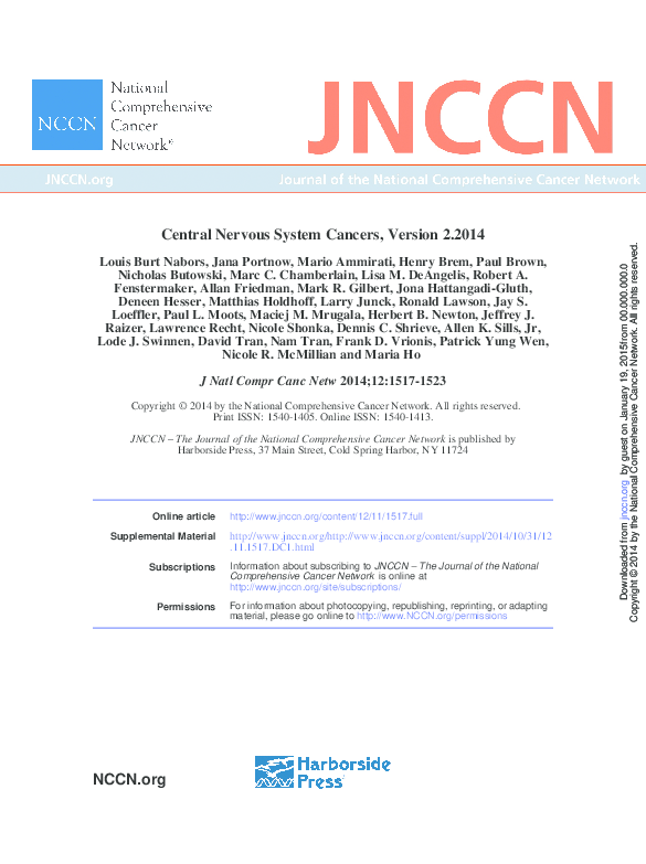 (PDF) Central Nervous System Cancers, Version 2.2014 | mario ammirati - Academia.edu