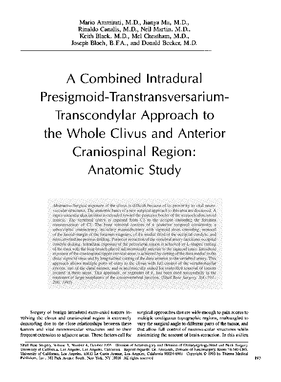 (PDF) A Combined Intradural Presigmoid-Transtransversarium ...