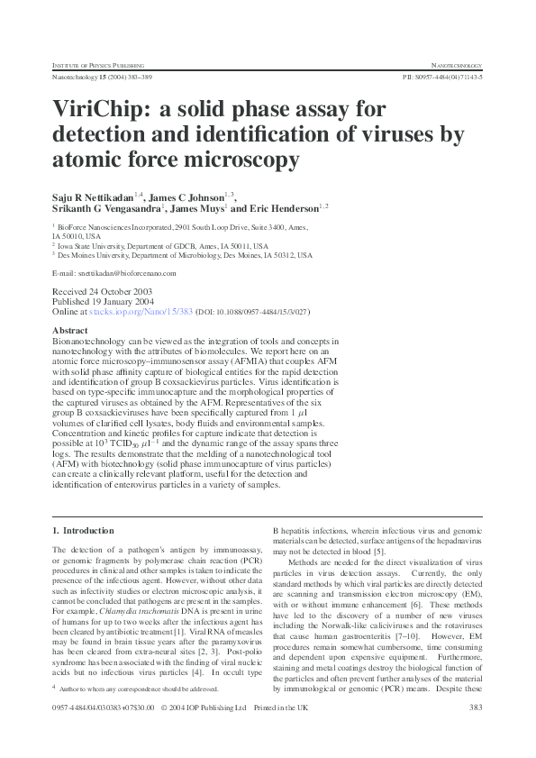 (PDF) ViriChip: a solid phase assay for detection and identification of ...