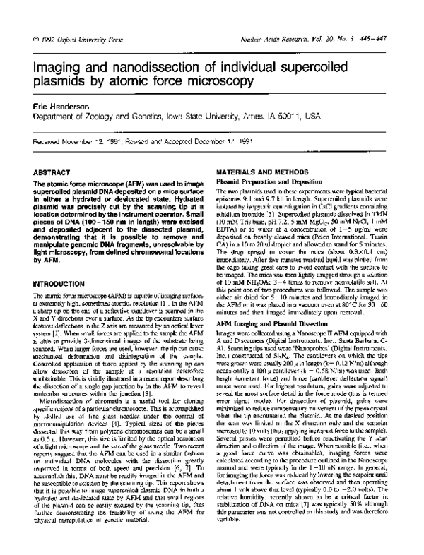(PDF) Imaging and nanodissection of individual supercoiled plasmids by ...