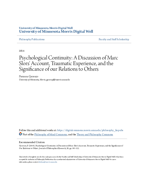 (PDF) Psychological Continuity