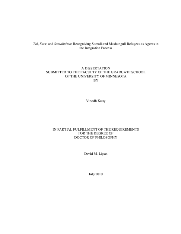 (PDF) Tol, Xeer, and Somalinimo: recognizing Somali and Mushunguli ...