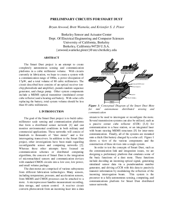 (PDF) Preliminary circuits for Smart Dust