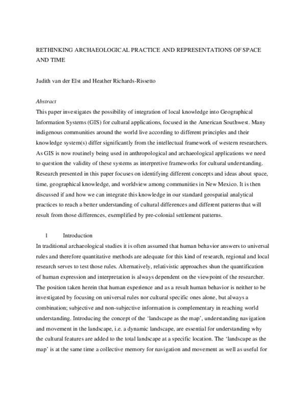 (PDF) Rethinking Archaeological Practice and Representations of Space ...