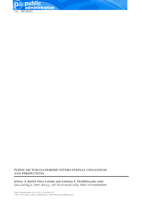 (PDF) PUBLIC SECTOR LEADERSHIP: INTERNATIONAL CHALLENGES AND ...