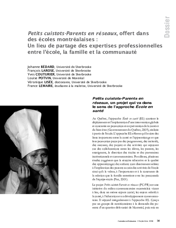 (PDF) Petits cuistots-Parents en réseaux, offert dans des écoles ...