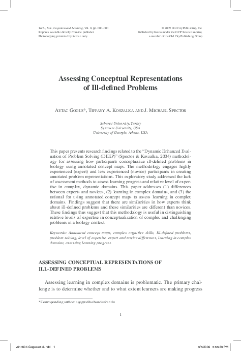 (PDF) Assessing Conceptual Representations of Ill-defined Problems ...