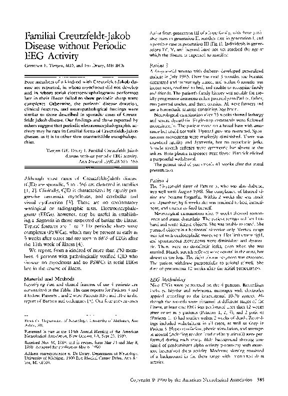 (PDF) Familial Creutzfeldt-Jakob disease without periodic EEG activity