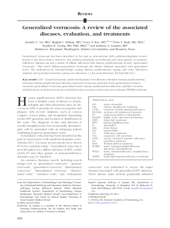 (PDF) Generalized verrucosis: A review of the associated diseases ...