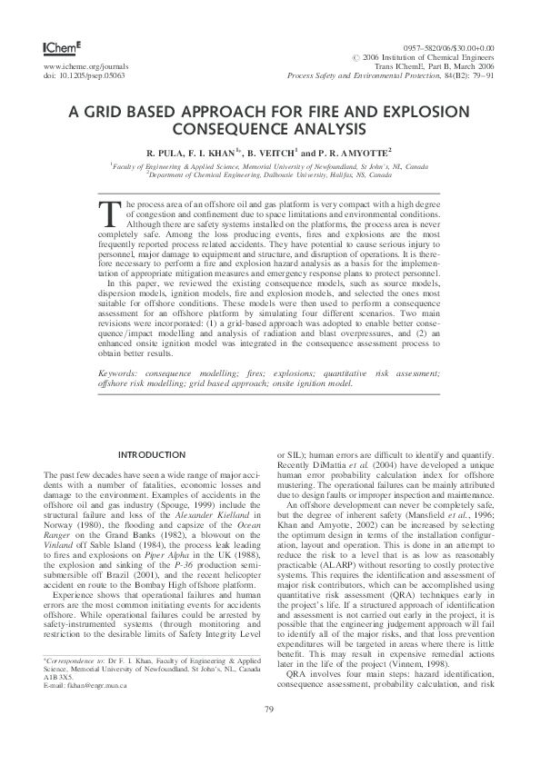 (PDF) A Grid Based Approach for Fire and Explosion Consequence Analysis