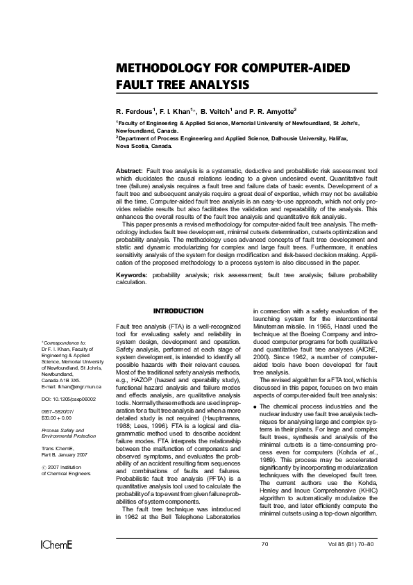 (PDF) Methodology for Computer-Aided Fault Tree Analysis