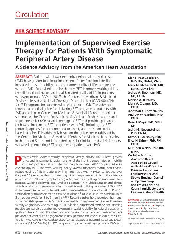 (PDF) Implementation of Supervised Exercise Therapy for Patients With ...