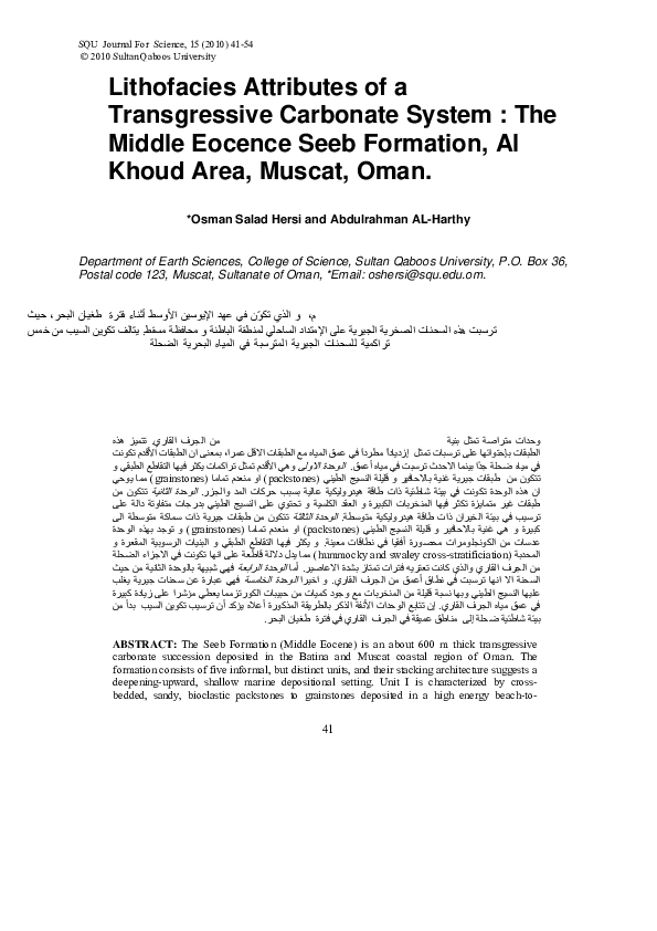 (PDF) Lithofacies Attributes of a Transgressive Carbonate System : The ...