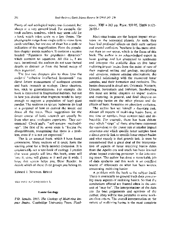 (PDF) The geology of multi-ring impact basinsP.D. Spudis, 1993 ...