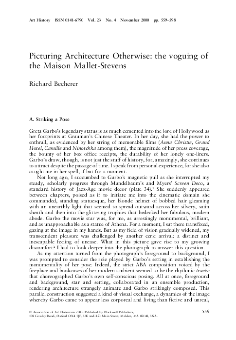 (PDF) Picturing Architecture Otherwise: the voguing of the Maison Mallet-Stevens | Richard ...