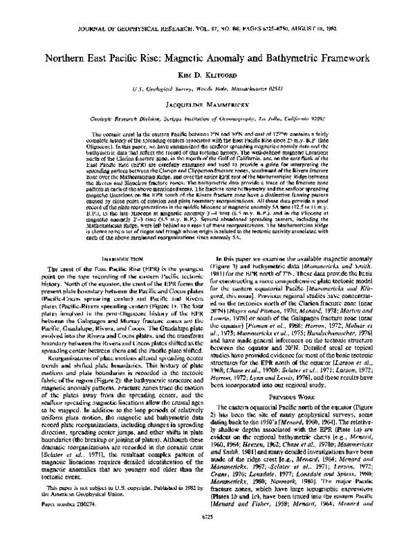 (PDF) Northern East Pacific Rise: Magnetic anomaly and bathymetric ...