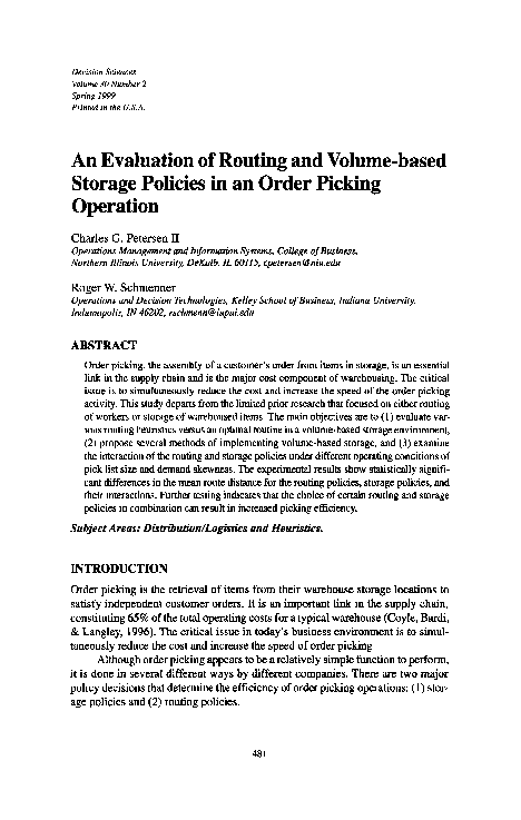 (PDF) An Evaluation of Routing and Volume-based Storage Policies in an ...