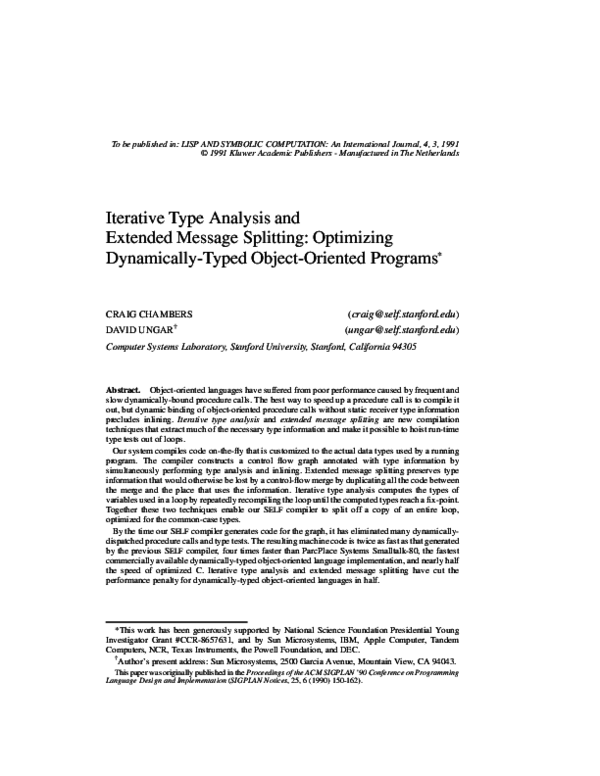 (PDF) Iterative type analysis and extended message splitting ... (PDF) Iterative type analysis and extended message splitting ...