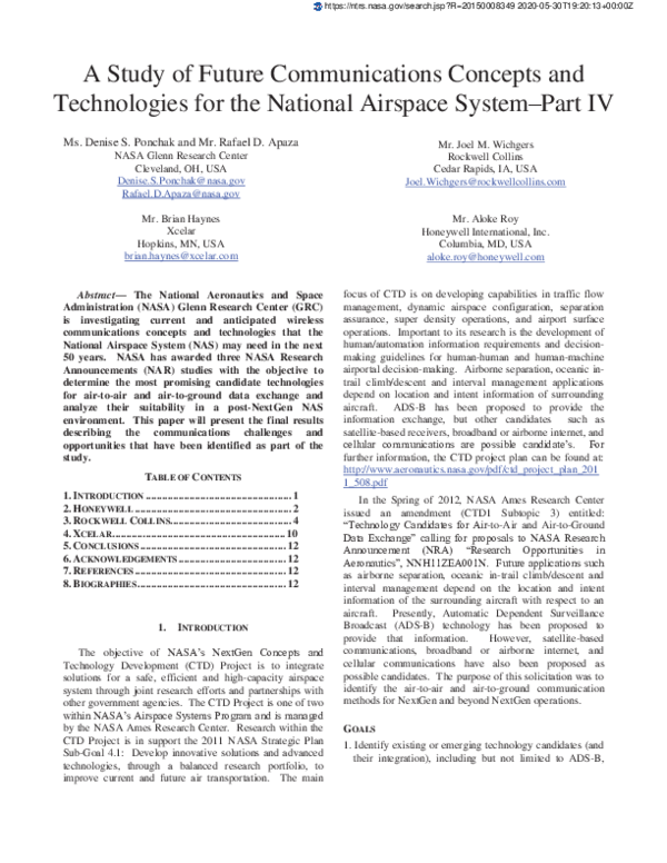 (PDF) A study of future communications concepts and technologies for ...