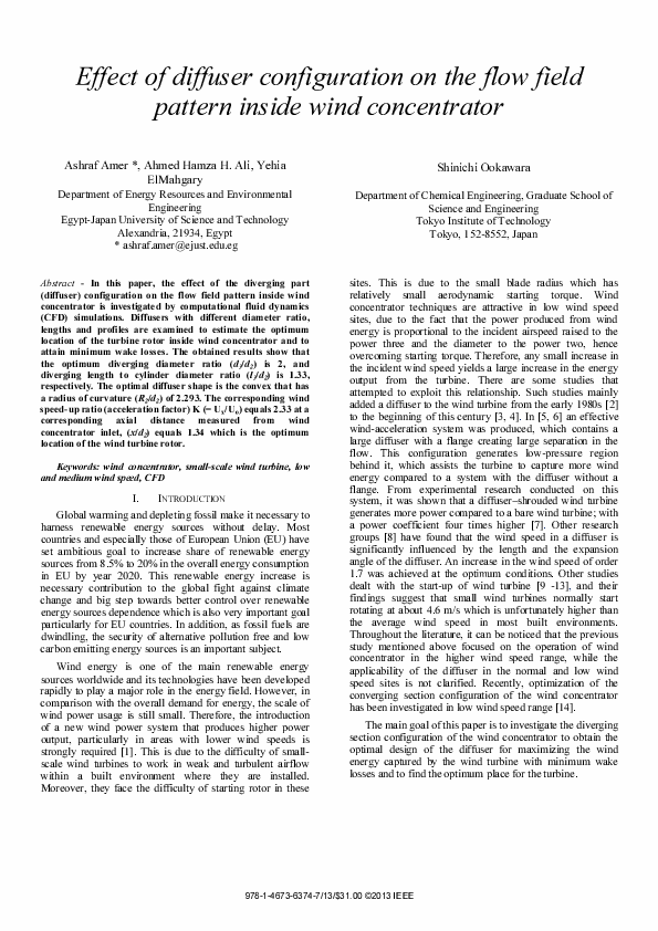 (PDF) Effect of diffuser configuration on the flow field pattern inside ...