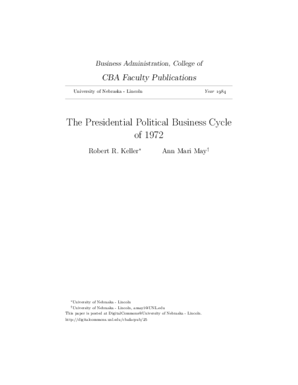 (PDF) The Presidential Political Business Cycle of 1972