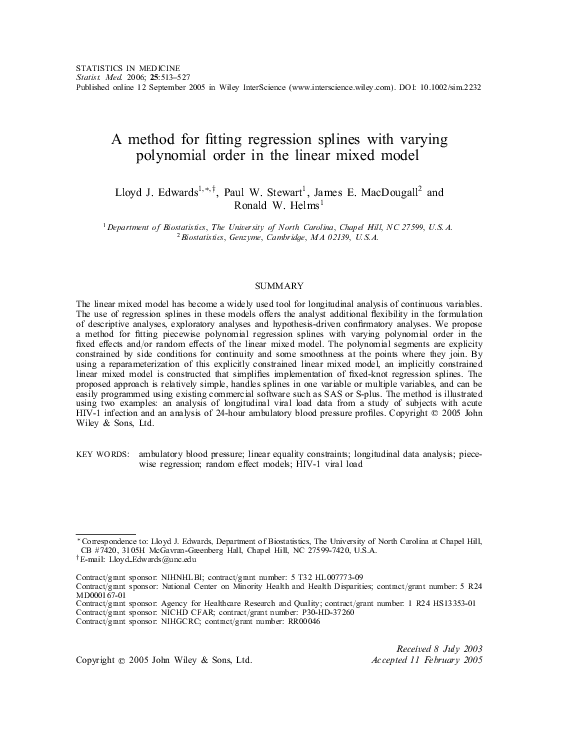 (PDF) A method for fitting regression splines with varying polynomial order in the linear mixed ...