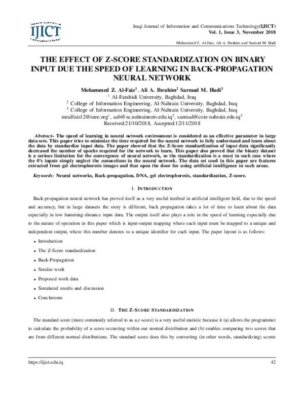 (PDF) The effect of Z-Score standardization (normalization) on binary ...