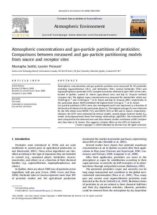 (PDF) Atmospheric concentrations and gas-particle partitions of ...