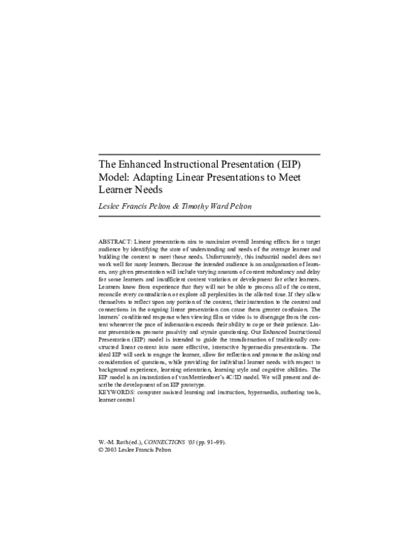 (PDF) The Enhanced Instructional Presentation (EIP) Model: Adapting ...