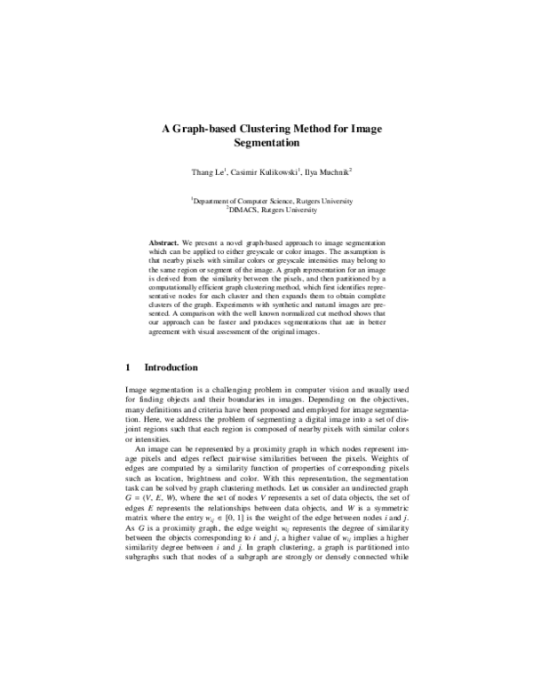 (PDF) A Graph-based Clustering Method for Image Segmentation