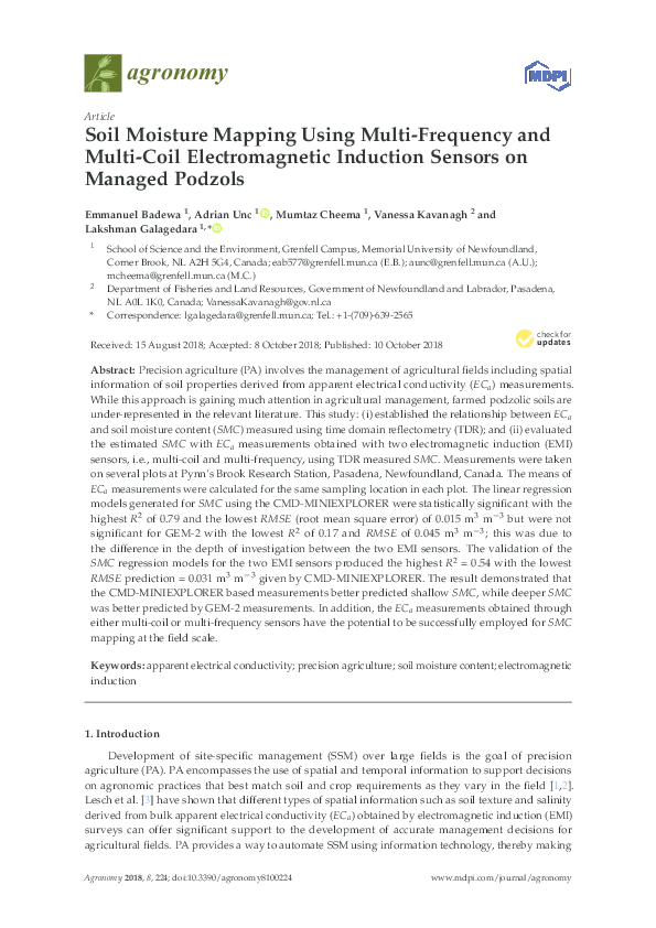 (PDF) Soil Moisture Mapping Using Multi-Frequency and Multi-Coil Electromagnetic Induction ...