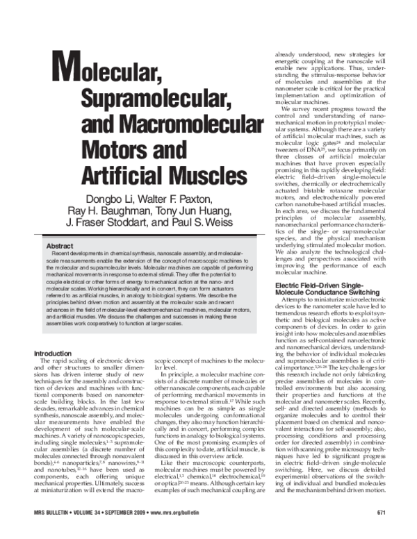 (PDF) Molecular, Supramolecular, and Macromolecular Motors and ...