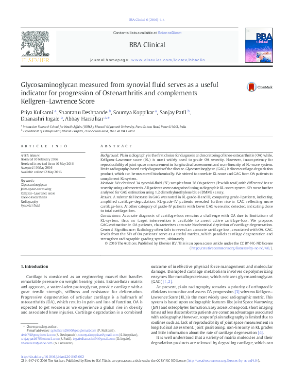 (PDF) Glycosaminoglycan measured from synovial fluid serves as a useful ...